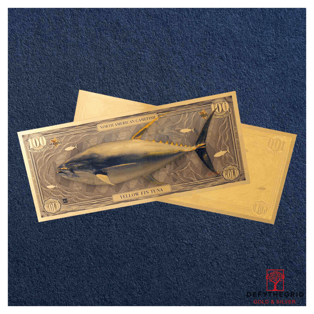 Yellow Fin Tuna Aurum 100mg 24k Gold Bill 2025 – North American ...