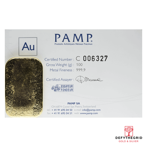 100 GRAM GOLD PAMP BAR CAST – defythegrid.com
