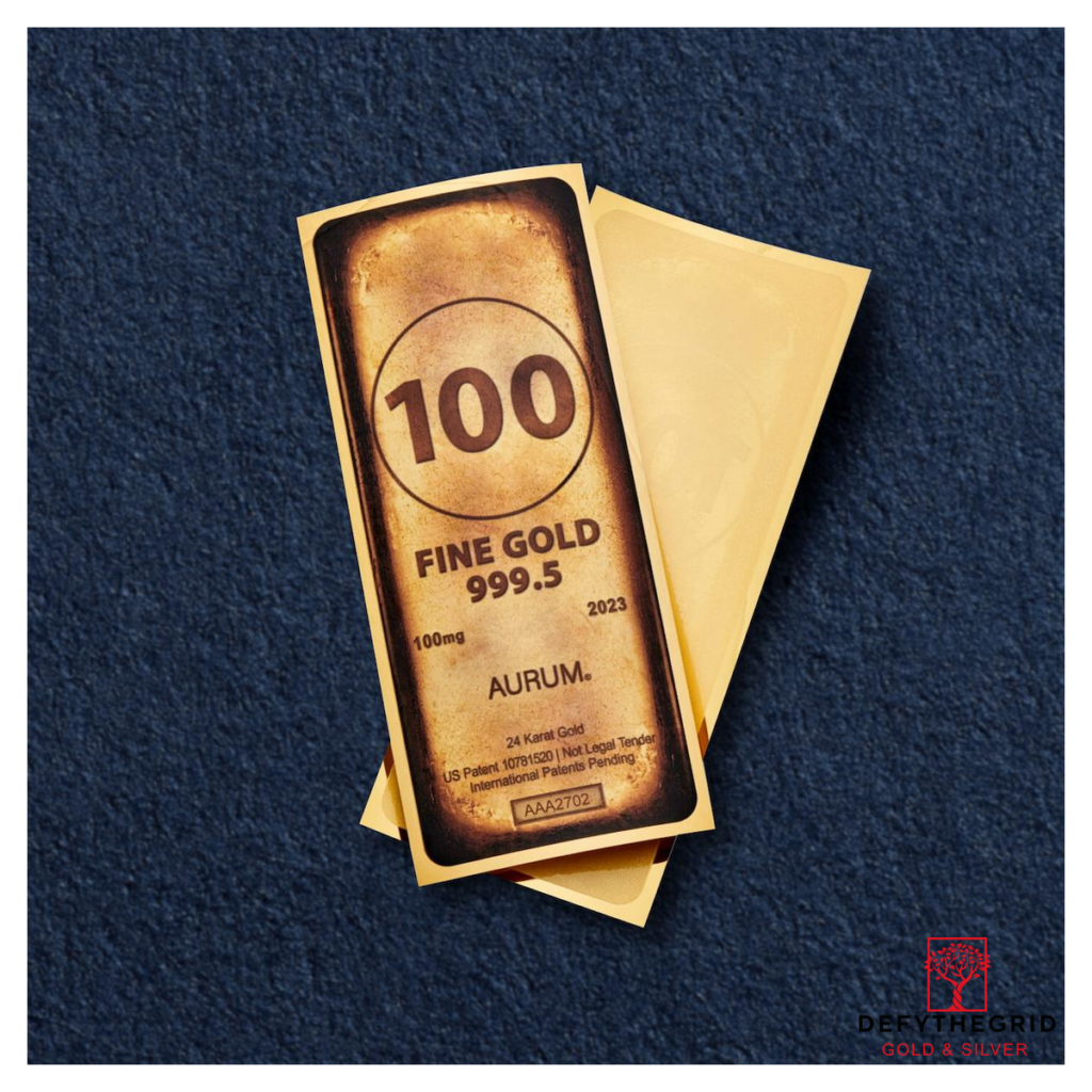 100mg Gold Bar Aurum 24k Gold Bill – defythegrid.com