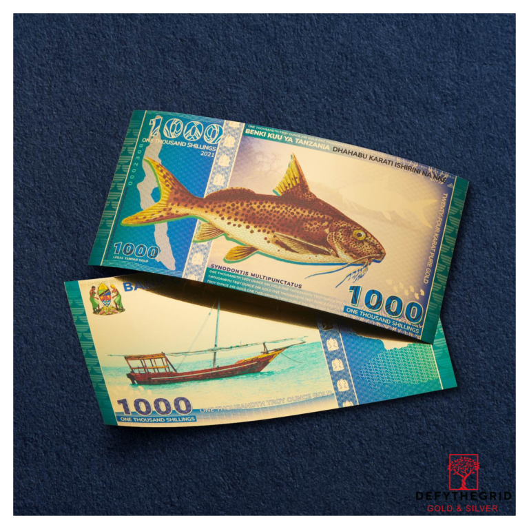 Tanzanian 1000 Shilling Lake Tanganyika Catfish Aurum 24k Gold Bill ...